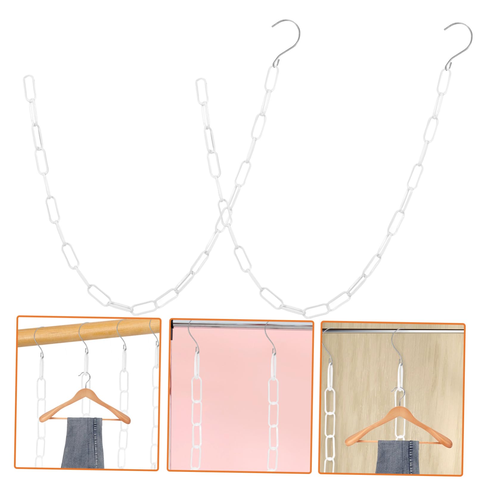 BUGUUYO 4pcs Clothes Hanging Chain Hangers Clothes Rack Clothes Hanger Connector Coat Hanging Chain Clothing Line Chain Link Cloth Plastic Chain for Clothes Hanger Indoor Clothesline White