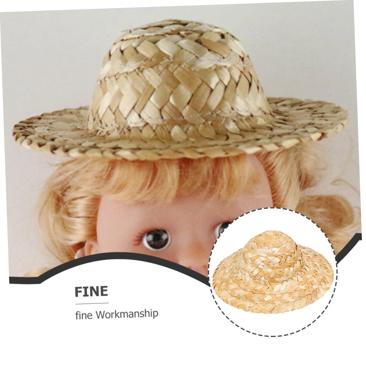 HOOTNEE 8pcs Braided Straw Hat Mini House Adornment Model Doll Top Hat Mini DIY Top Hat Small Hat DIY Prop Mini Hat Small Top Hat Creative Hat Ornament DIY Woven Straw Hat Small Hats Decor