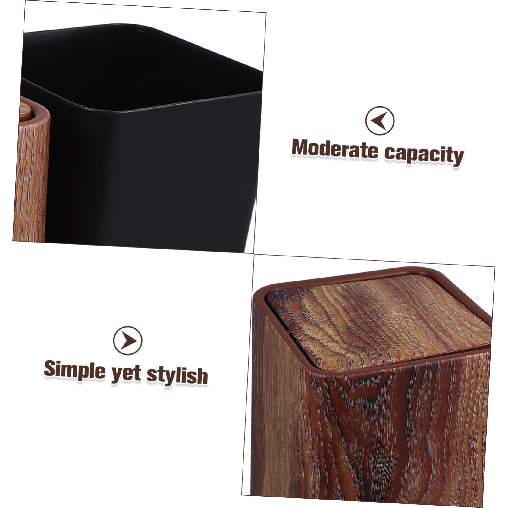 CHILDWEET Wood Grain Garbage Can for Home Office Vintage Trash Bin Garbage Bin Garbage Container Office Waste Basket Office Trash Can