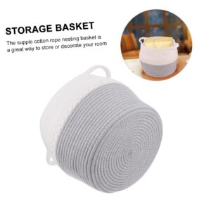 VILLFUL 1pc Rope Storage Basket Decorative Storage Bins Weave Basket Round Laundry Basket Large Storage Bin Woven Hamper Blanket Holder Storage Baskets Lovely Storage Holder Cotton Rope