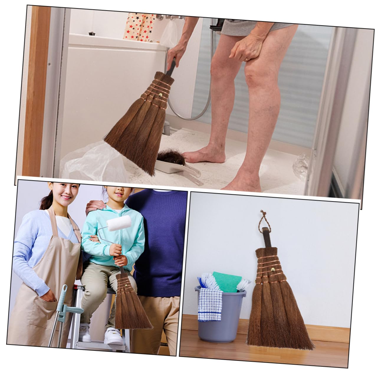 STOBAZA 2pcs Small Broom Handheld Broom Asian Straw Soft Broom Desk Cleaning Brush Natural Hand Broom Corn Whisk Broom Sweeper Broom Cleaning Broom Desktop Dust Broom Light Brown Palm