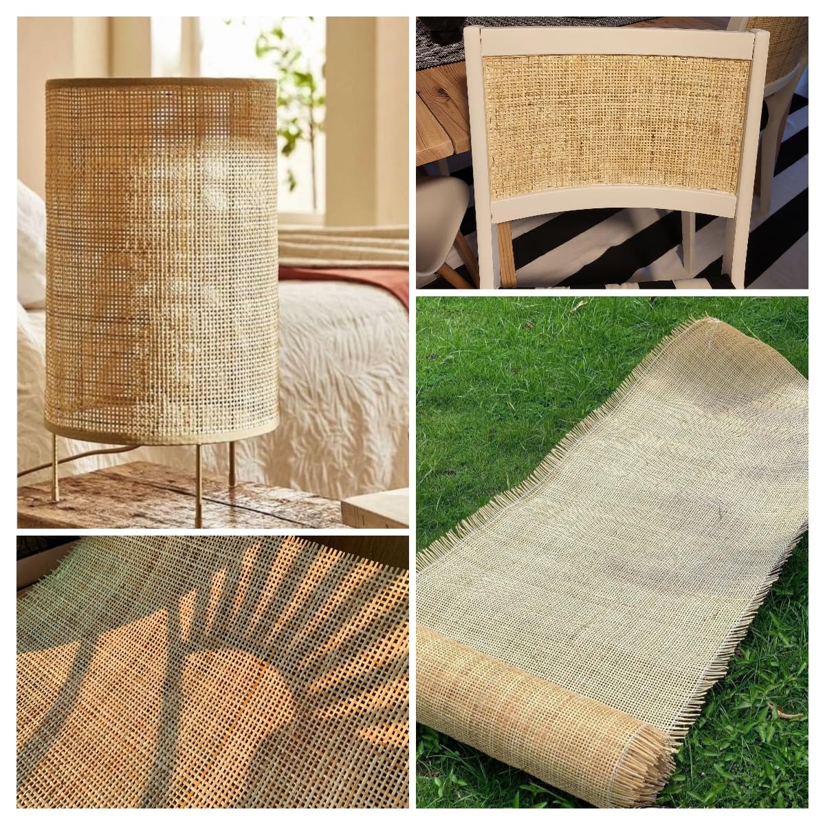 20" (1.7Feet) Width x 6.6 Feet Length Natural Rattan Roll, Rattan, Large Size Cane Webbing, Rattan Fabric, Caning Material, Cane Webbing Roll, Rattan Webbing from Origin Asia for Rattan Furniture