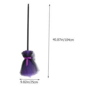 Abaodam 2pcs Witch Broom Witches Broom Party Decorations Halloween Decoration Witch Decoration Witch Halloween Costume Fall Decor for Kitchen Broom Cosplay Besom for Halloween Cloth Purple