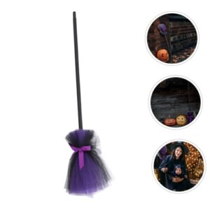 Abaodam 2pcs Witch Broom Witches Broom Party Decorations Halloween Decoration Witch Decoration Witch Halloween Costume Fall Decor for Kitchen Broom Cosplay Besom for Halloween Cloth Purple