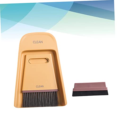 COLLBATH 1 Set Cage Cleaner Small Dustpan Brush Soft Bristle Broom Mini Broom Dustpan Desk Cleaning Dustpan Cleaning Supplies Cleaning Brushes Cleaning Tools Desktop Cleaner Dustpan Yellow