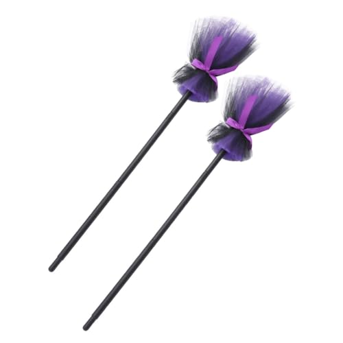 Abaodam 2pcs Witch Broom Witches Broom Party Decorations Halloween Decoration Witch Decoration Witch Halloween Costume Fall Decor for Kitchen Broom Cosplay Besom for Halloween Cloth Purple