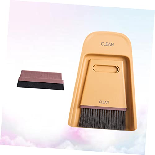 SOESFOUFU Household Broom and Dustpan Key Board Broom Household Broom Dustpan Dog Dust Brush Table Broom and Dustpan Desktop Mini Broom Soft Bristle Broom Countertop Dustpan Dust Pan Yellow