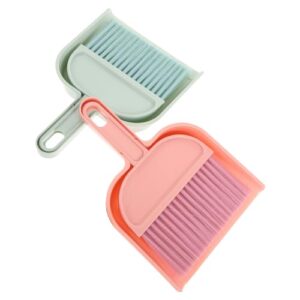 orfofe 2 sets household supplies desktop sweep broom keyboard brush floor broom dustpan mini hand broom mini cleaning brush keyboard duster mini broom para limpiar mini brush blue