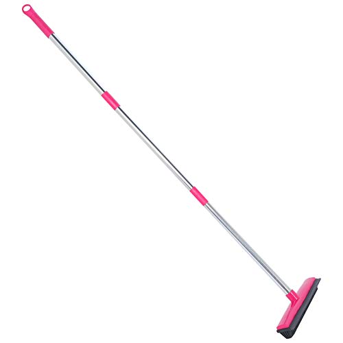 Multifunction Telescopic Floor Carpet Broom, Pet Hair Dust Removal Cleaner, Sweeper, Tools (Pink)