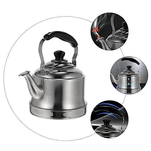 GRADENEVE 1pc Stainless Steel Kettle Whistling Water Kettle Small Espresso Machine Whistle Kettle Heated Coffee Mug Japanese Tea Pots Boiling Portable Water Kettle Whistle Teakettle Silver