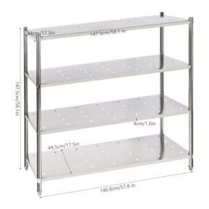 DAJILISHI Storage Shelf, 4-Tier Storage Shelving Unit, Stainless Steel Garage Shelf, 60x18.5 x 60 inch Heavy Duty Storage Shelving, 1320 Lbs Total Capacity with Adjustable Height and Vent Holes