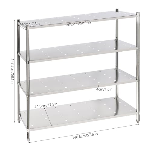 DAJILISHI Storage Shelf, 4-Tier Storage Shelving Unit, Stainless Steel Garage Shelf, 60x18.5 x 60 inch Heavy Duty Storage Shelving, 1320 Lbs Total Capacity with Adjustable Height and Vent Holes