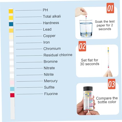 Drinking Water Test Kit, 100Pcs 14 in 1 Water Test Kit, Universal Water Tester for Drinking Water, Quick & Easy Home Water Testing Kit for Hardness, Lead, Iron, Copper, Fluoride Water Tester