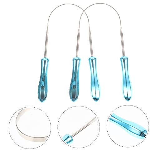 Outanaya 2pcs U-shaped Oral Scraper Scraping Scraper Scrapers Scraper for Brush Sky-blue Abs