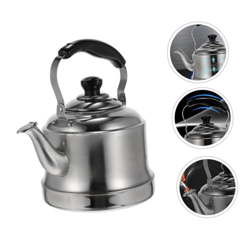 GRADENEVE 1pc Stainless Steel Kettle Whistling Water Kettle Small Espresso Machine Whistle Kettle Heated Coffee Mug Japanese Tea Pots Boiling Portable Water Kettle Whistle Teakettle Silver