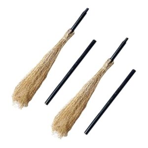 hemoton 2pcs witch broom halloween props witch halloween costume witches brooms broomstick halloween decoration halloween broom apparel the outfit birthday decoration for girl beige wooden