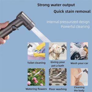 Handheld Toilet Bidet Sprayer for Toilet-Adjustable Water Pressure Control with Bidet Hose for Feminine Wash, Stainless Steel Brushed Nickel Cloth Diaper for Baby Wash(Gray)