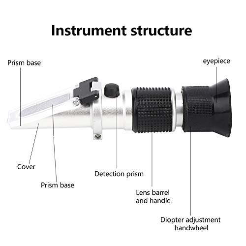 Refractometer Concentration Meter, Handheld Refractometer Hydrometer, 0 to 90% Sugar Test Tool for Most Liquid Sugar Test