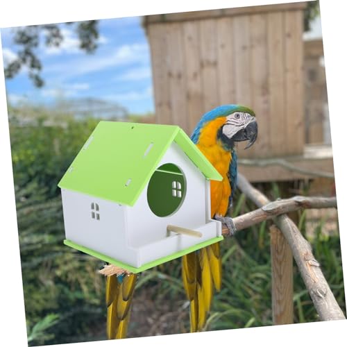 Parliky Birds Supplies Cage Cups for Chickens Bird Breeding House Bird Incubation Bird Cage Budgie Warm Bird Nest Bird Incubator Parrot Nest Bird Hideout Bird Feeder House Green Wooden