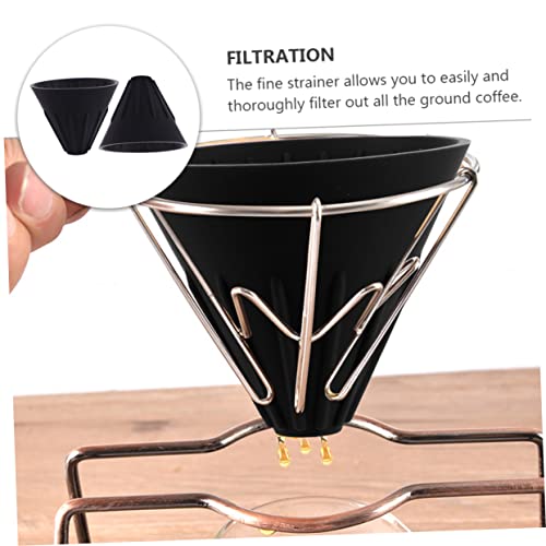 JEWEDECO 2 Pcs Coffee Funnel Espresso Tamper Station Espresso Coffee Machine Silicon Coffee Coffee Filter Cup Manual Coffee Filter Tea Brewing Filter Silicon Tea Black