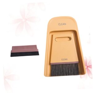 GOOHOCHY Household Broom and Dustpan Soft Bristle Broom Car Dustpan and Broom Office Supplies Mini Hand Broom Table Broom and Dustpan Mini Broomstick Desktop Sweep Cleaning Brush Yellow