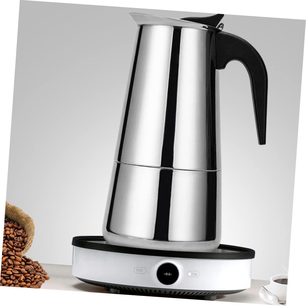 GRIRIW Coffee Pot Espresso Ground Classic Cafe Maker Espresso Machine Eletric Pot Electric Tea Pots Coffee Frother Electric Camping Coffee Maker Mocha Coffee Silver Stainless Steel