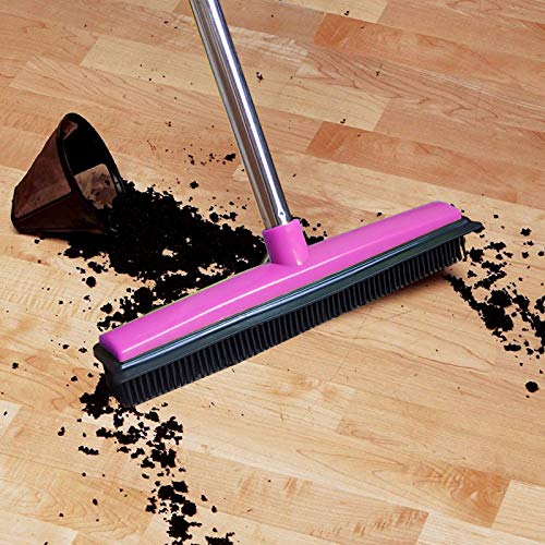 Multifunction Telescopic Floor Carpet Broom, Pet Hair Dust Removal Cleaner, Sweeper, Tools (Pink)