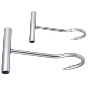 greenadscape 2pcs pork hook turkey hook for fryer butchering supplies butchering meat hook manhole hook meat boning hook heavy duty meat hooks grill accesories tool hooks silver stainless steel