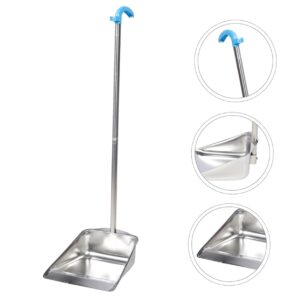 ORFOFE Stainless Steel Garbage Bin Cleaning Supplies Long Handle Dustpan Household Cleaning Dustpan Upright Pans Kitchen Cleaning Shovel Commercial Products Dustpan Outdoor Silver Plastic