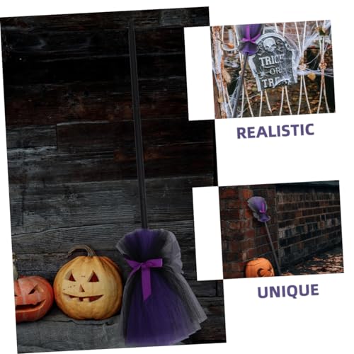 Abaodam 2pcs Witch Broom Witches Broom Party Decorations Halloween Decoration Witch Decoration Witch Halloween Costume Fall Decor for Kitchen Broom Cosplay Besom for Halloween Cloth Purple