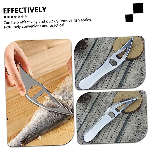 UTHCLO 4pcs Fish Scale Planer Fish Cleaning Tools Fish Scales Remover Bottle Cap Opener Stainless Spatula Fish Scale Brush Travel Bottle Opener Fish Scaler Cleaner Stainless Steel Silver