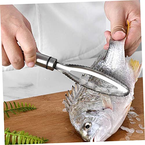 FUNOMOCYA 2pcs Fish Scaler Fish Scale Remover Household Cleaner Fish Descaling Tool Fish Scrapers Fish Cleaning Tools Fish Scale Scraper Fish Scale Cleaner Stainless Steel Silver