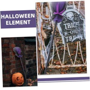 Abaodam 2pcs Witch Broom Witches Broom Party Decorations Halloween Decoration Witch Decoration Witch Halloween Costume Fall Decor for Kitchen Broom Cosplay Besom for Halloween Cloth Purple