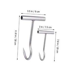 GREENADSCAPE 2pcs Pork Hook Turkey Hook for Fryer Butchering Supplies Butchering Meat Hook Manhole Hook Meat Boning Hook Heavy Duty Meat Hooks Grill Accesories Tool Hooks Silver Stainless Steel