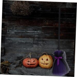 Abaodam 2pcs Witch Broom Witches Broom Party Decorations Halloween Decoration Witch Decoration Witch Halloween Costume Fall Decor for Kitchen Broom Cosplay Besom for Halloween Cloth Purple