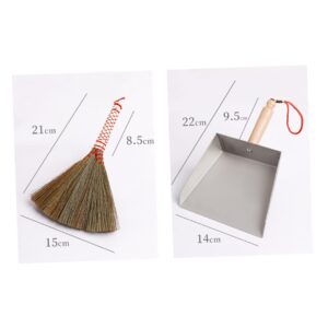 SKISUNO 1 Set Mini Broom Set Floor Broom Multi-Function Mini Dustpan Table Brush Mini Cleaning Broom Miniature Dustpan and Brush Household Table Broom Dust Pan Toy Small Table Broom Wooden