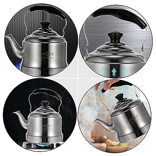 GRADENEVE 1pc Stainless Steel Kettle Whistling Water Kettle Small Espresso Machine Whistle Kettle Heated Coffee Mug Japanese Tea Pots Boiling Portable Water Kettle Whistle Teakettle Silver