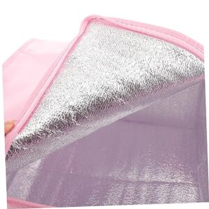 CRILSTYLEO Cake Insulation Bag Insulated Food Carrier Food Warmer Bag Beverage Cake Packing Insulated Bag Hanging Mesh Holder Clothespin Basket Bag Packaging Reusable Door Non-woven Bags Pink