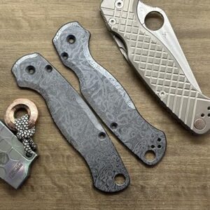 Alien Black engraved Titanium Scales for Spyderco Paramilitary 2 PM2