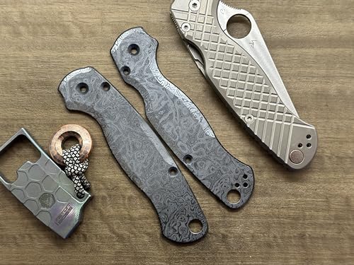 Alien Black engraved Titanium Scales for Spyderco Paramilitary 2 PM2