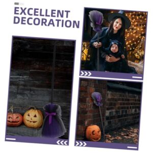 Abaodam 2pcs Witch Broom Witches Broom Party Decorations Halloween Decoration Witch Decoration Witch Halloween Costume Fall Decor for Kitchen Broom Cosplay Besom for Halloween Cloth Purple