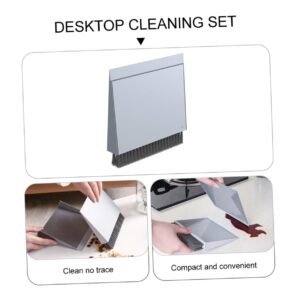 Gogogmee 1 Set Desktop Cleaning Kit Mini Desktop Cleaner Car Air Vent Cleaner Standing Desk Topper Mini Broom Keyboard Broom Desktop Dustpan Computer Broom Desktop Broom Brush Grey