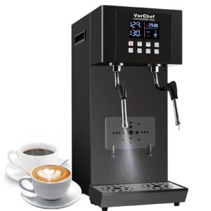 lesnau commercial milk frother, automatic steam boiling water machine 110v 2200w electric steam milk frothing machine espresso coffee milk foam machine steamer with led display for coffee tea shop