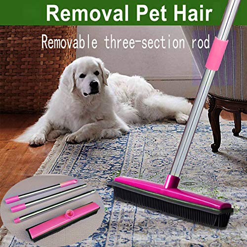 Multifunction Telescopic Floor Carpet Broom, Pet Hair Dust Removal Cleaner, Sweeper, Tools (Pink)