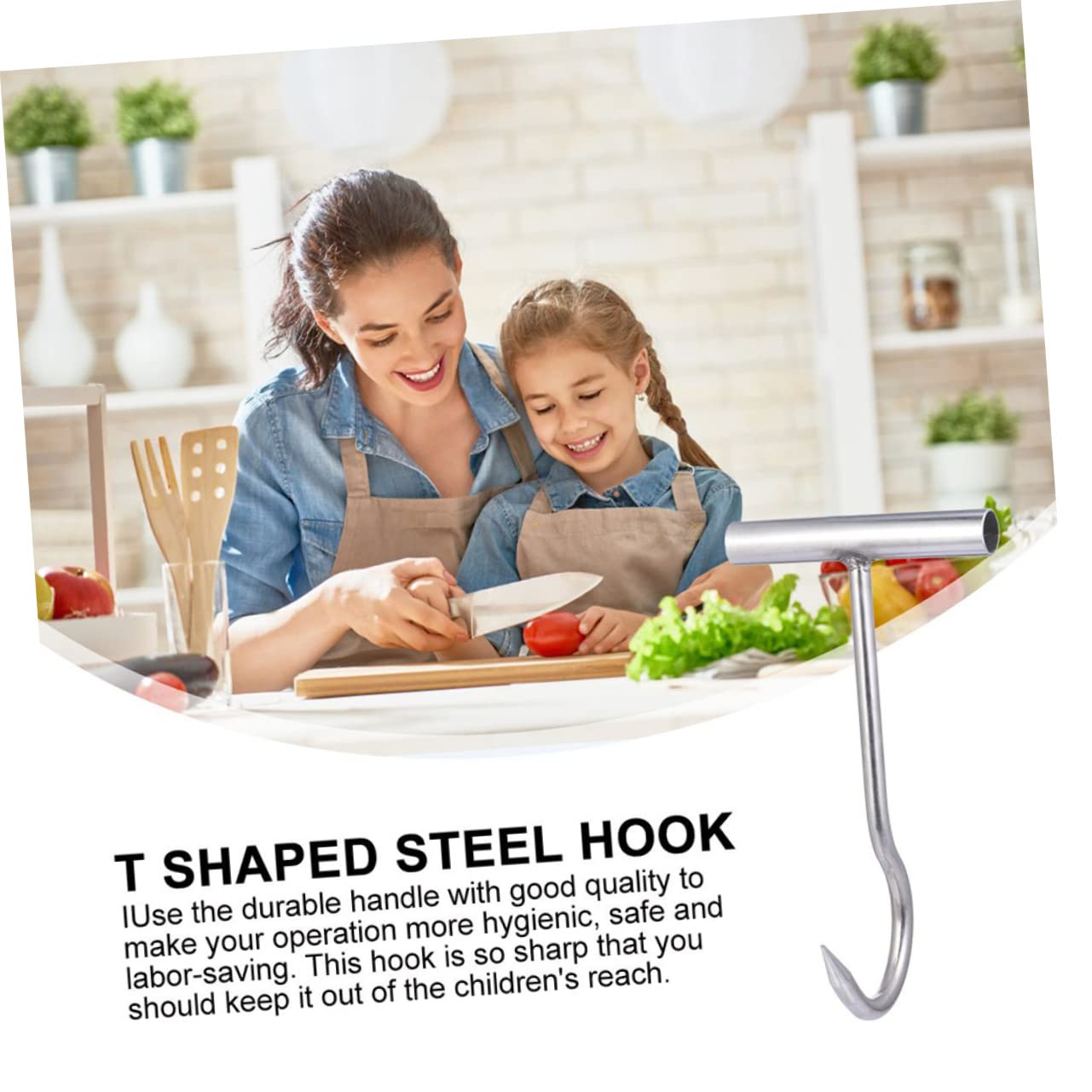 GREENADSCAPE 2pcs Pork Hook Turkey Hook for Fryer Butchering Supplies Butchering Meat Hook Manhole Hook Meat Boning Hook Heavy Duty Meat Hooks Grill Accesories Tool Hooks Silver Stainless Steel