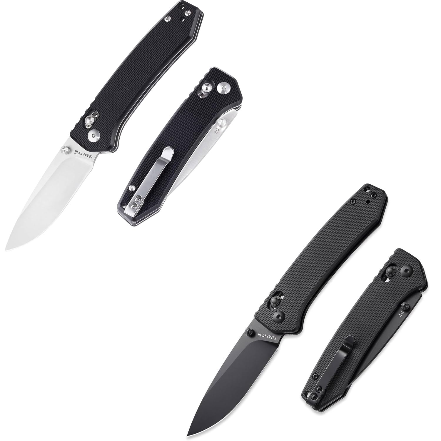 EMHTiii Pocket Knife Folding Knives: 3.14" Stainless Steel Black Blade