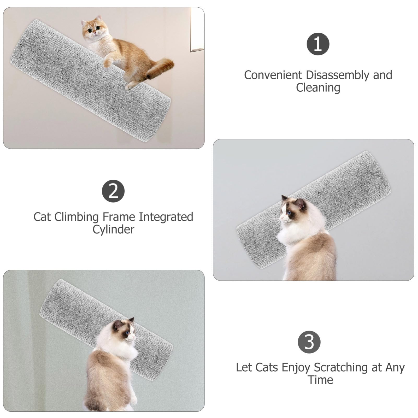 Levemolo Cat Cage Accessory Decorative Kitten Scratcher Post Light Grey Comfortable Cat Scratcher Post Foam Cloth Home Cat Scratching Post