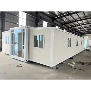 folding container house–2 bedroom modular design with kitchen, perfect for temporary housing solutions in construction, disaster relief, and recreational areas