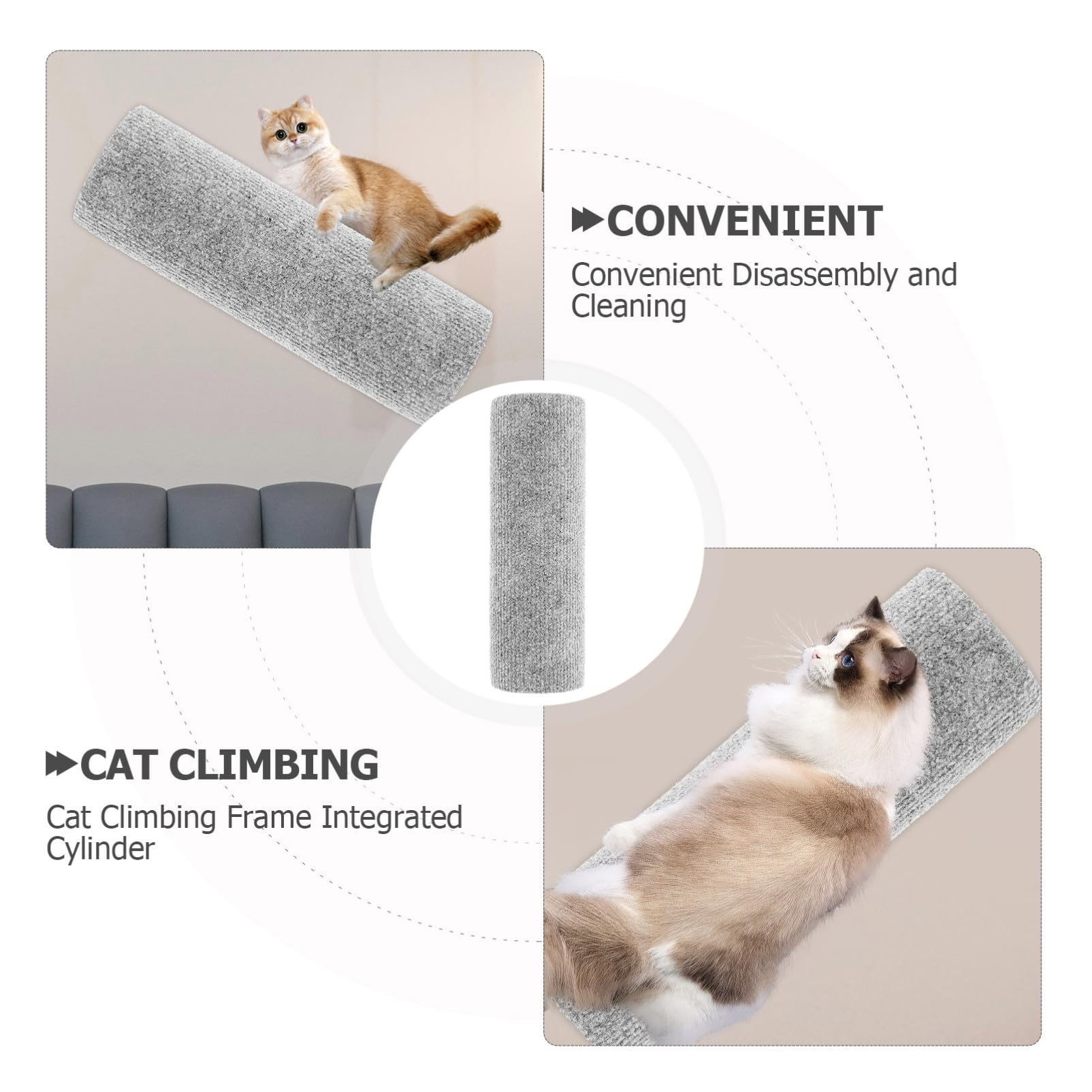 Levemolo Cat Cage Accessory Decorative Kitten Scratcher Post Light Grey Comfortable Cat Scratcher Post Foam Cloth Home Cat Scratching Post