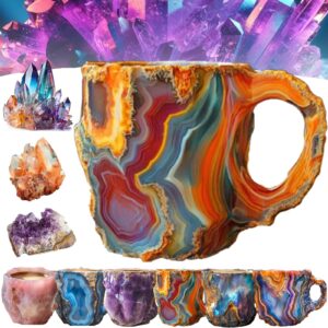 2024 new mineral crystal coffee mugs, crystal mineral coffee mugs, natural mineral crystal coffee mug, colorful crystal mug translucent coffee mug, elegant christmas gift for home office (color-a)